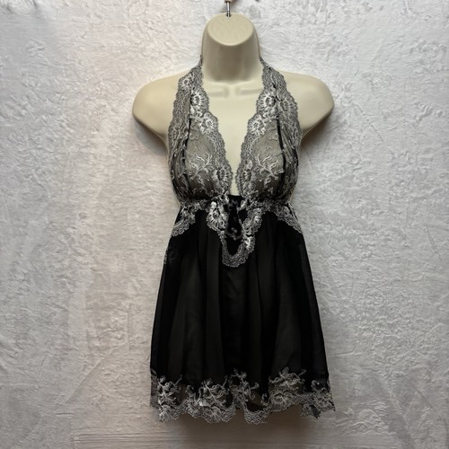 victoria's secret halter top teddy - Size Large - Black/White Lace ...