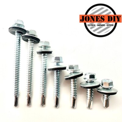 SELF DRILLING TEK SCREWS WITH EPDM SEALING WASHER ROOFING CLADDING ...
