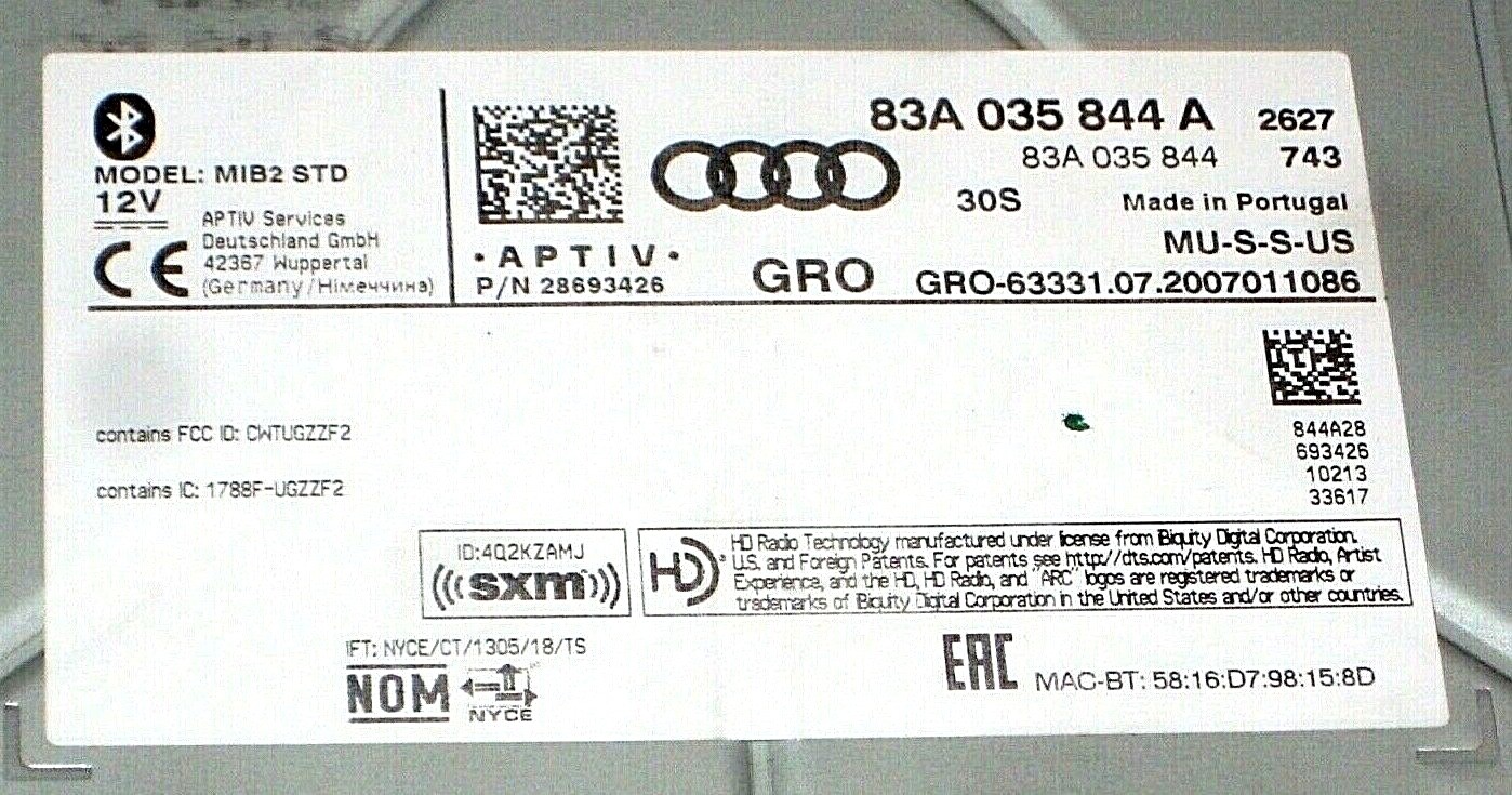 2019-2020 Audi Q3 Receiver Audio Multimedia MMI SD Radio - 83A-035-844 ...