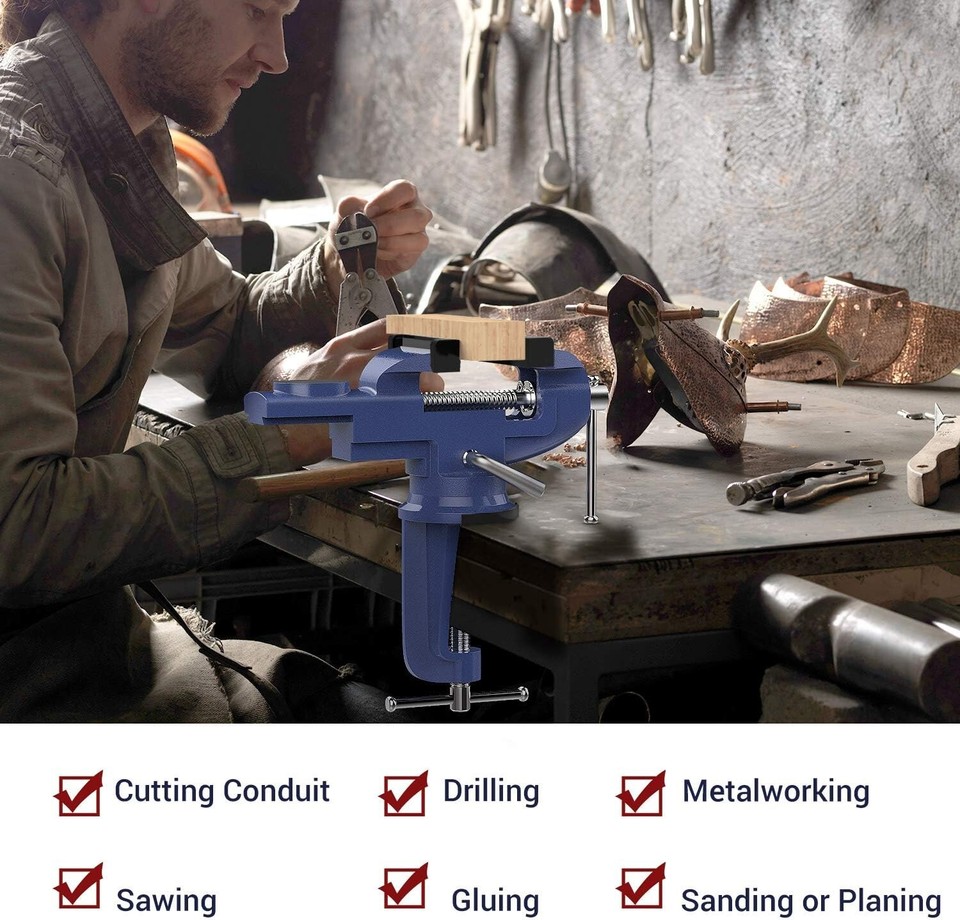 Nuovoware Table Vise 3 Inch, 360° Swivel Base Universal Home Portable ...