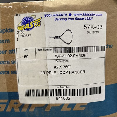 gripple No. 2 Loop Hanger Sl02-9M/30ft (QTY 10) Safe Working Loads: 25 ...