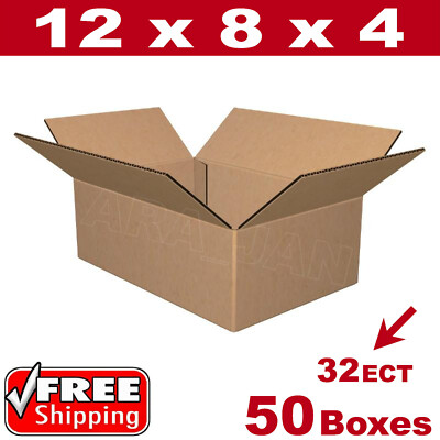 50 - 12x8x4 Cardboard Boxes Mailing Packing Shipping Box 32ECT ...