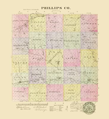 Historic County Map - Phillips County Kansas - Everts 1887 - 23 x 25.00 ...