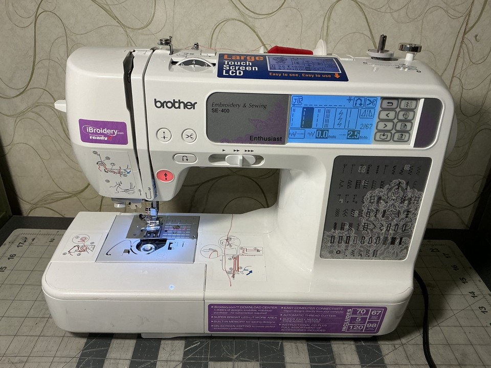 Brother SE 400 Sewing Embroidery Machine Combo White Pedal Power Cord ...