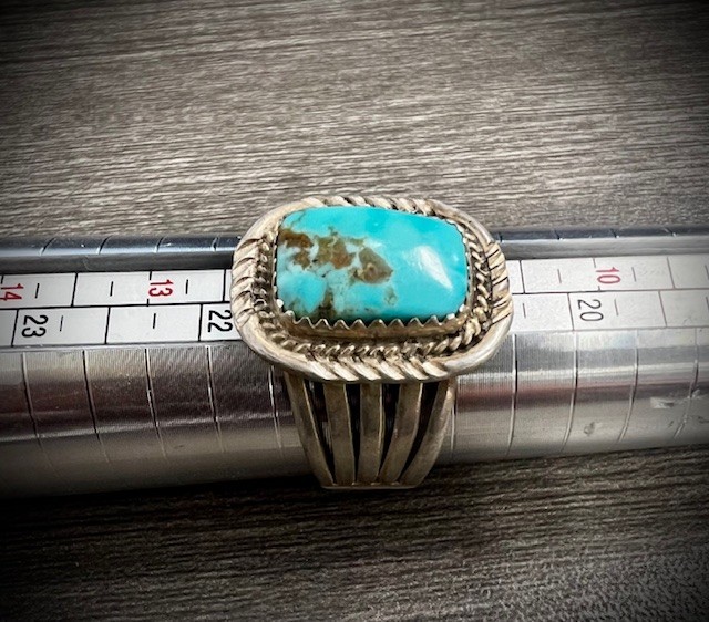 Royston Gem Turquoise & Sterling Silver Ring - Leonard Maloney - Size ...