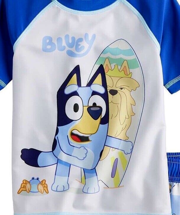 Disney Bluey Swim Trunks Rash Guard Shirt Set Boys Swimsuit Toddler 2T ...