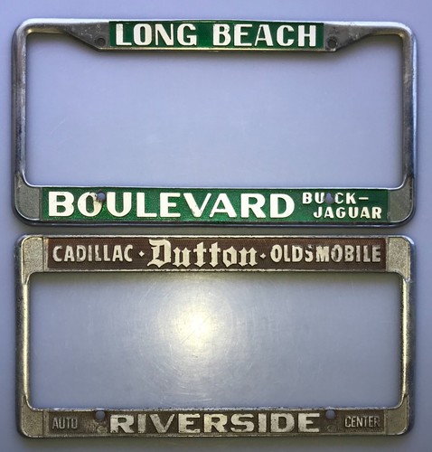 Vintage Metal License Plate Frame Dutton Riverside Long Beach Buick ...