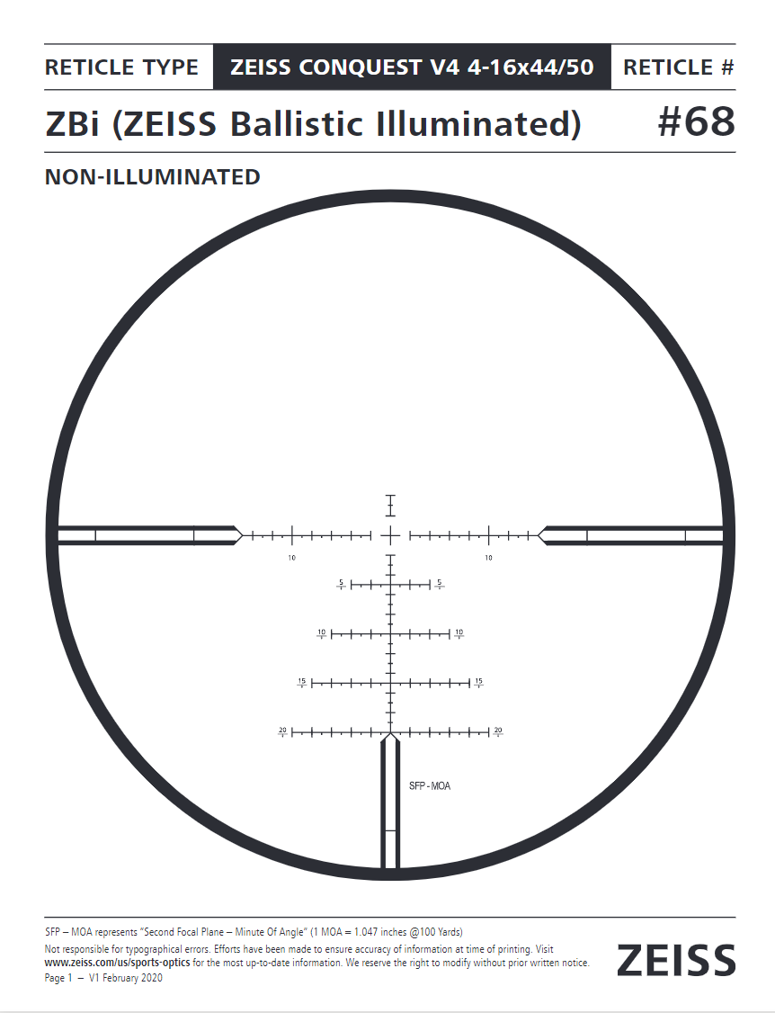 ZEISS Scope Conquest V4 6-24x50 ZBi #68 Reticle Illuminated Authorized ...
