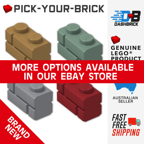 x50 Genuine LEGO® 1 x 2 Brick, Modified Masonry - Light Grey - Part ...