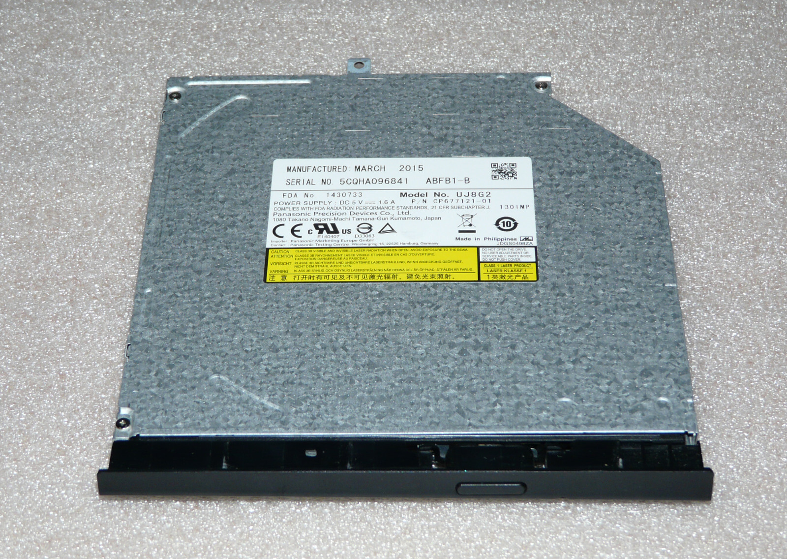 Panasonic UJ8G2 DVD Brenner Laufwerk Ultra Slim Blende für Fujitsu ...