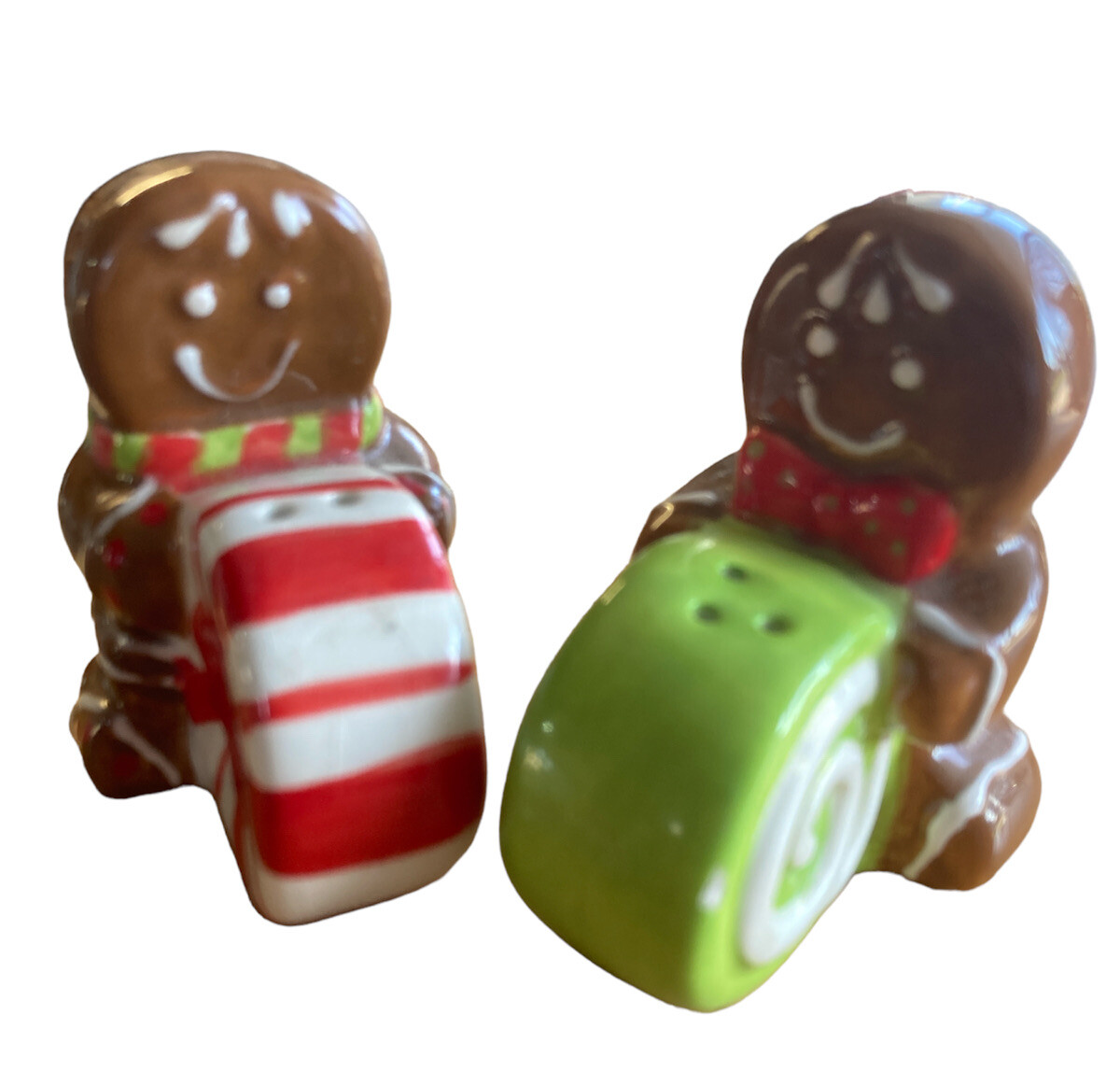 Ceramic Gingerbread Man and Peppermint Candy Salt and Pepper Shakers | eBay