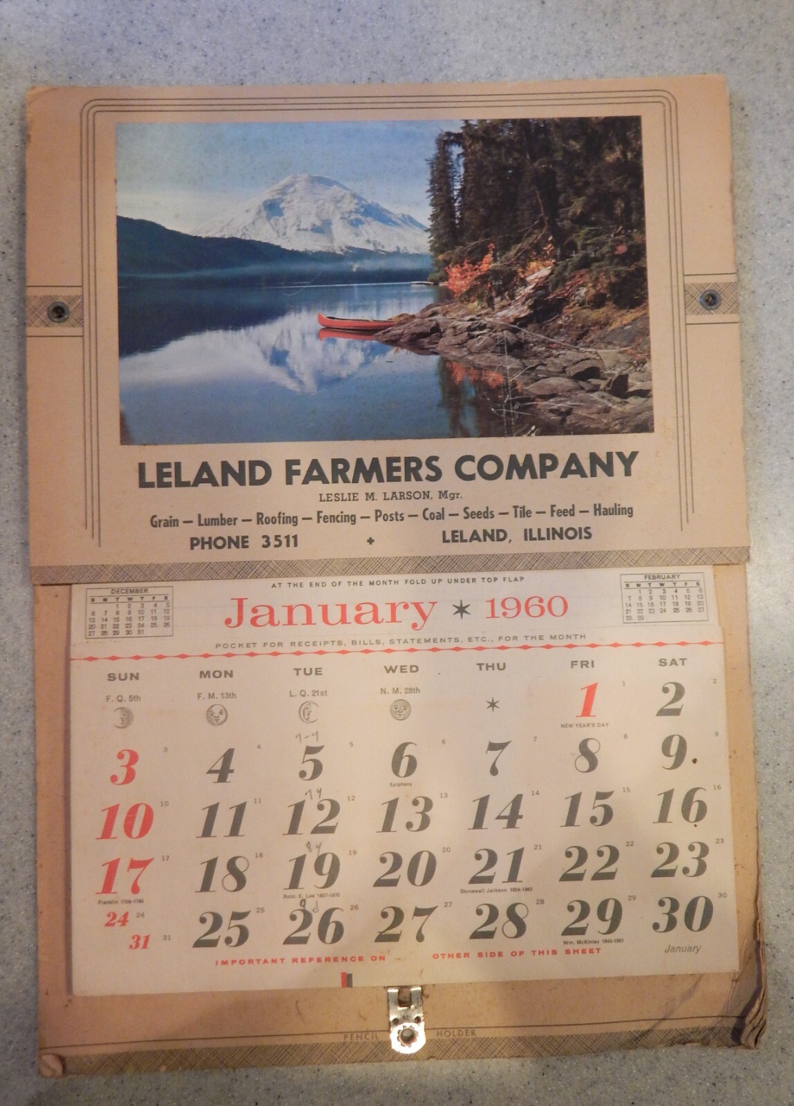 Leland Farmers Company 1960 Full Calendar - Leland, Illinois | eBay