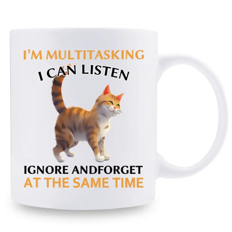11oz Recyclable Ceramic Multitasking Funny Cat Coffee Mug, Novelty Cup ...