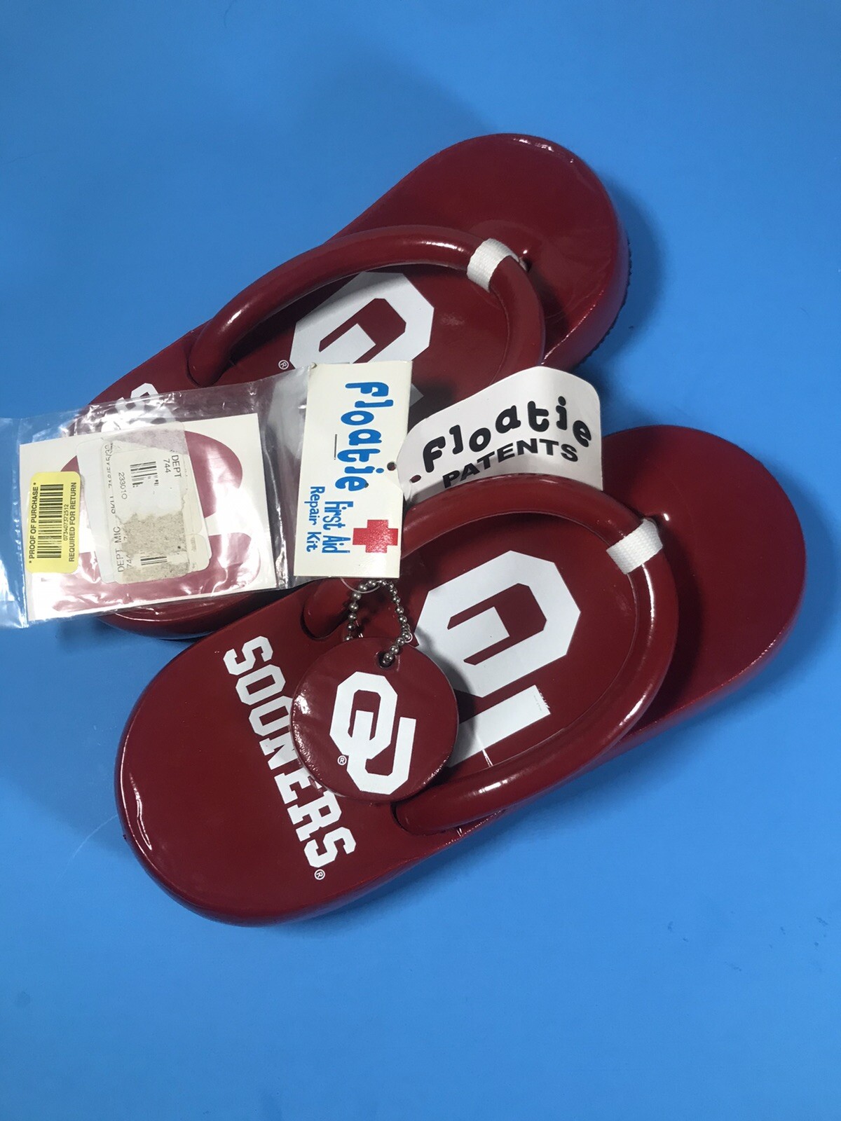 Red Hard To Find Floaties~Oklahoma Sooner “New” W/OU Keychain Sz 7/8 | eBay