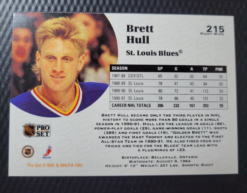 1991-92 Pro Set BRETT HULL St. Louis Blues HOF Hockey NHL Card #215 | eBay