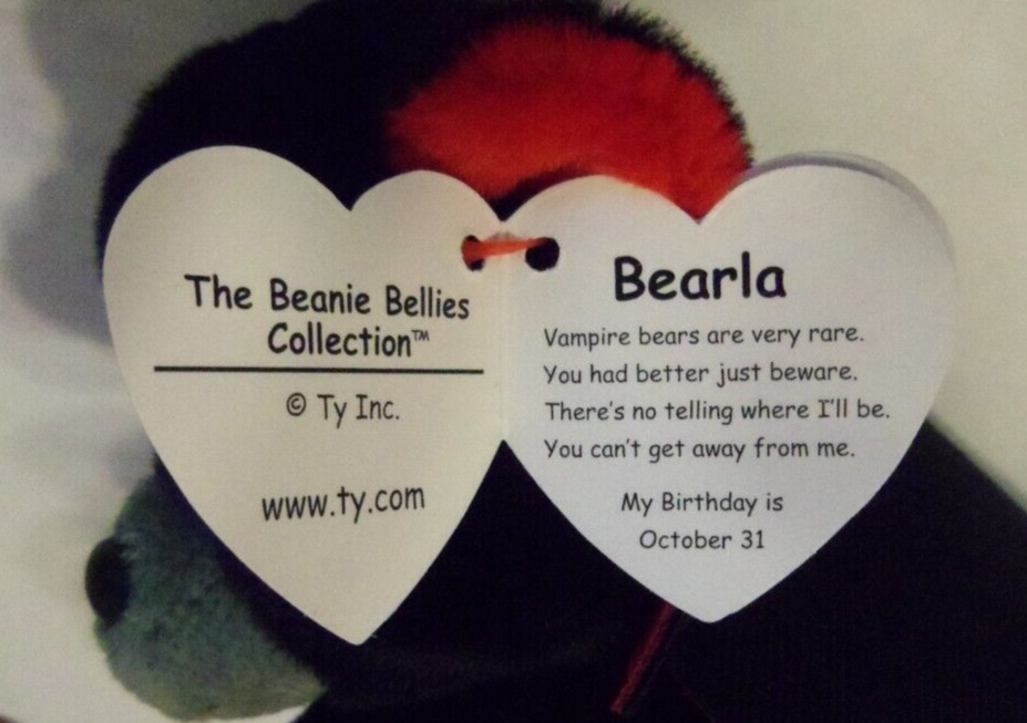 NEW 2022 Ty Beanie Baby Bellies BEARLA the Halloween Vampire Bear (6 ...