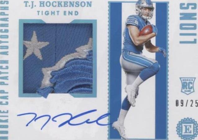 2019 Panini Encased - Rookie Cap Patch Autographs T.J. Hockenson #137 ...