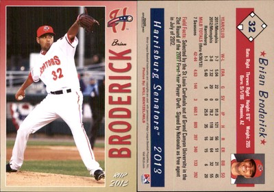 Brian Broderick 2013 Grandstand Harrisburg Senators #3 RC FREE SHIP | eBay