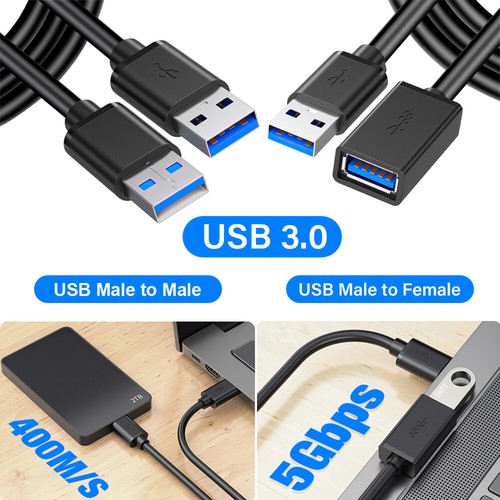 M-M/M-F USB 3.0 5Gbps Data Cable Adpter Extension Cord For Projector ...