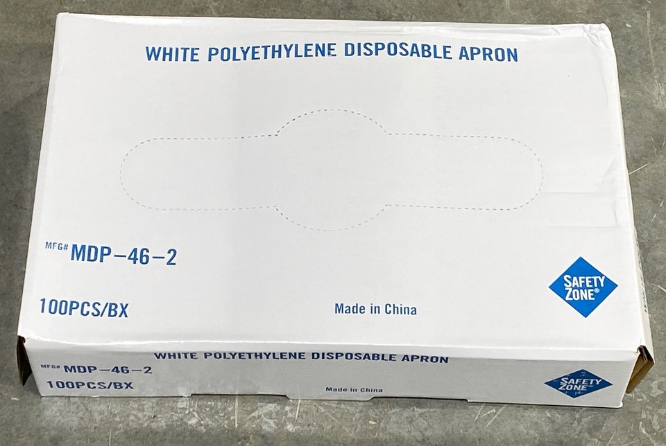 Qty. 100 The Safety Zone Polyethylene Aprons Bib Style MDP-46-2, 28”x46 ...