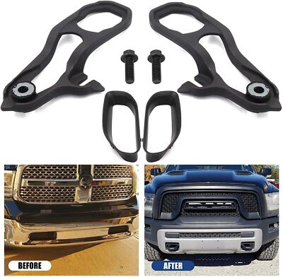 BLACK Front Left & Right Tow Hooks with Hardware for Ram 1500 2019-20 ...