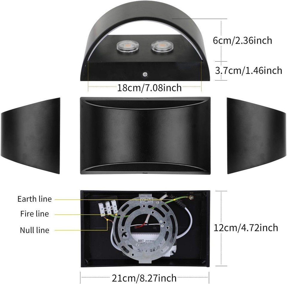 Modern LED Wall Sconce Indoor Up Down Wall Lamp Dimmable Wall Lights ...