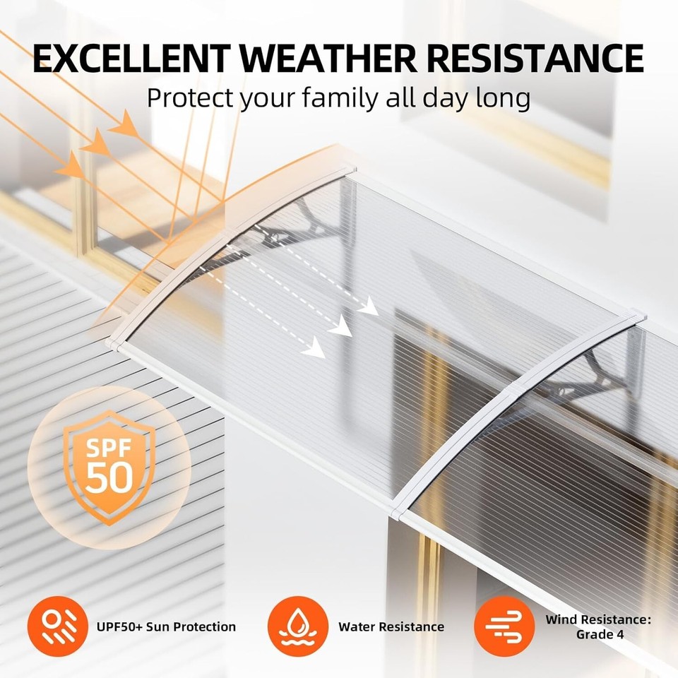 High Transmittance 30"x48" Window Awning Front Door Canopy Exterior ...