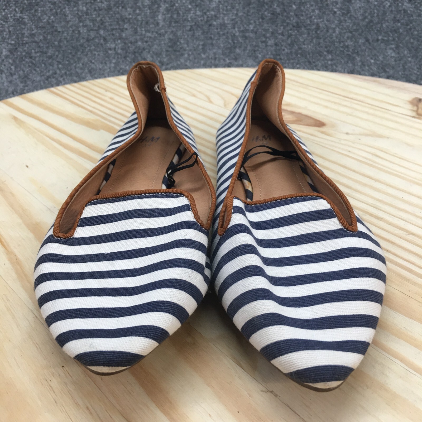 H&M Shoes Womens 6 Striped Loafers Ballet Flats Slip On CA42271 Blue ...