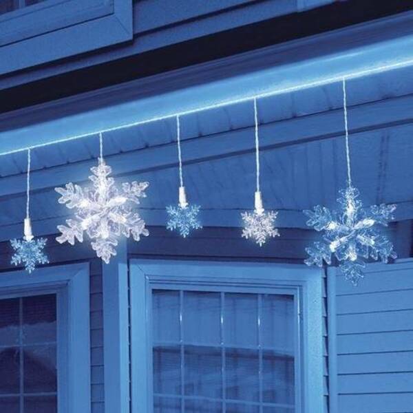 CHRISTMAS L.E.D. 10 COLOR CHANGING SNOWFLAKES BLUE COOL WHITE BRAND NEW ...