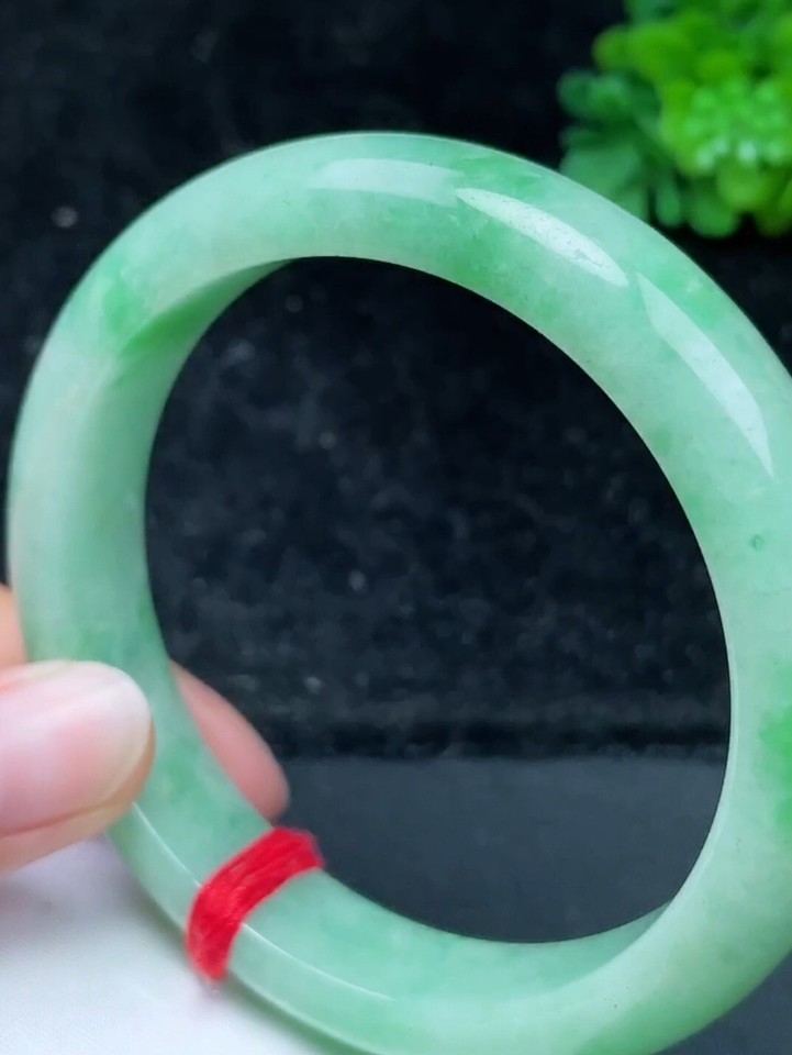 Certified Natural Jadeite Jade 57/58mm Floating Green Flower Bracelet ...