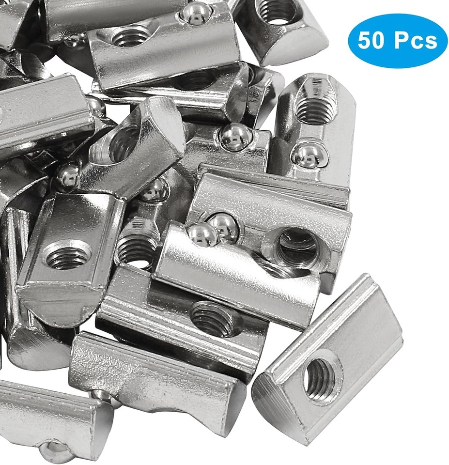 50PCS M6 T-Slot Nuts 3030 Series Ball Spring Carbon Steel for Aluminum ...