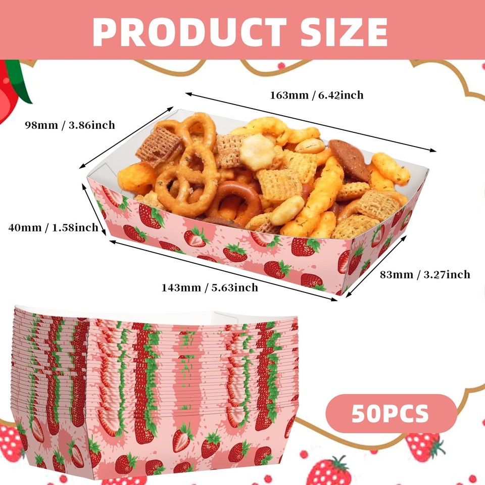 No Folding Required 50 Pack 2Lb Strawberry Paper Plates Disposable ...