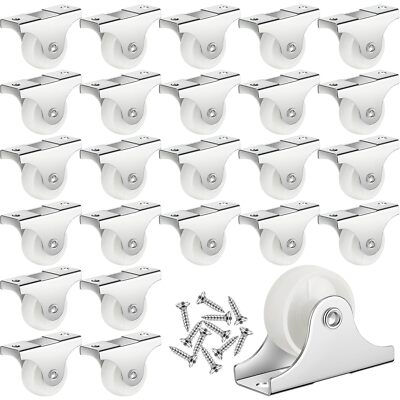 24 Pcs 1" Small Casters Wheels Rigid Non Swivel Fixed Castor Wheels ...