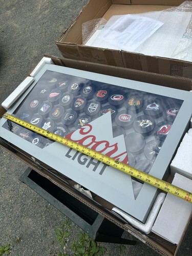 RARE COORS LIGHT LED NHL HOCKEY TEAM PUCKS SHADOW BOX PLAQUE MIRROR ...