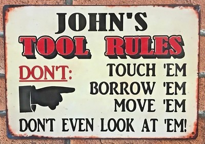 Personalised Tool Rules Sign Man Cave, Garage, Workshop, Shed, Large ...