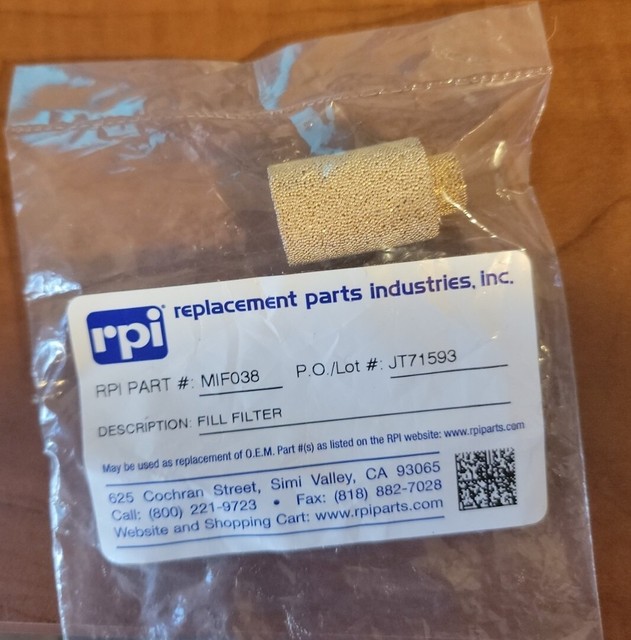 Midmark Ritter M9 M11 Sterilizer Autoclave Fill Filter 002-0360-00 for ...