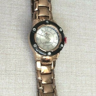 Denacci Women's Watch Black Bordered Round Silver Dial on Rose Gold ...