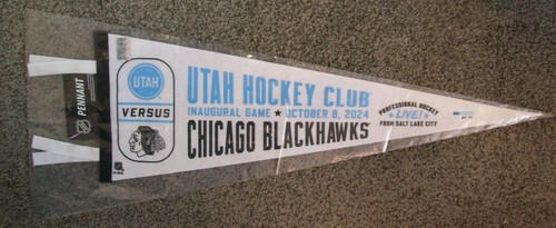 10/8/24 Utah Hockey Club v Blackhawks Inaugural Game Pennant #85/100 w ...