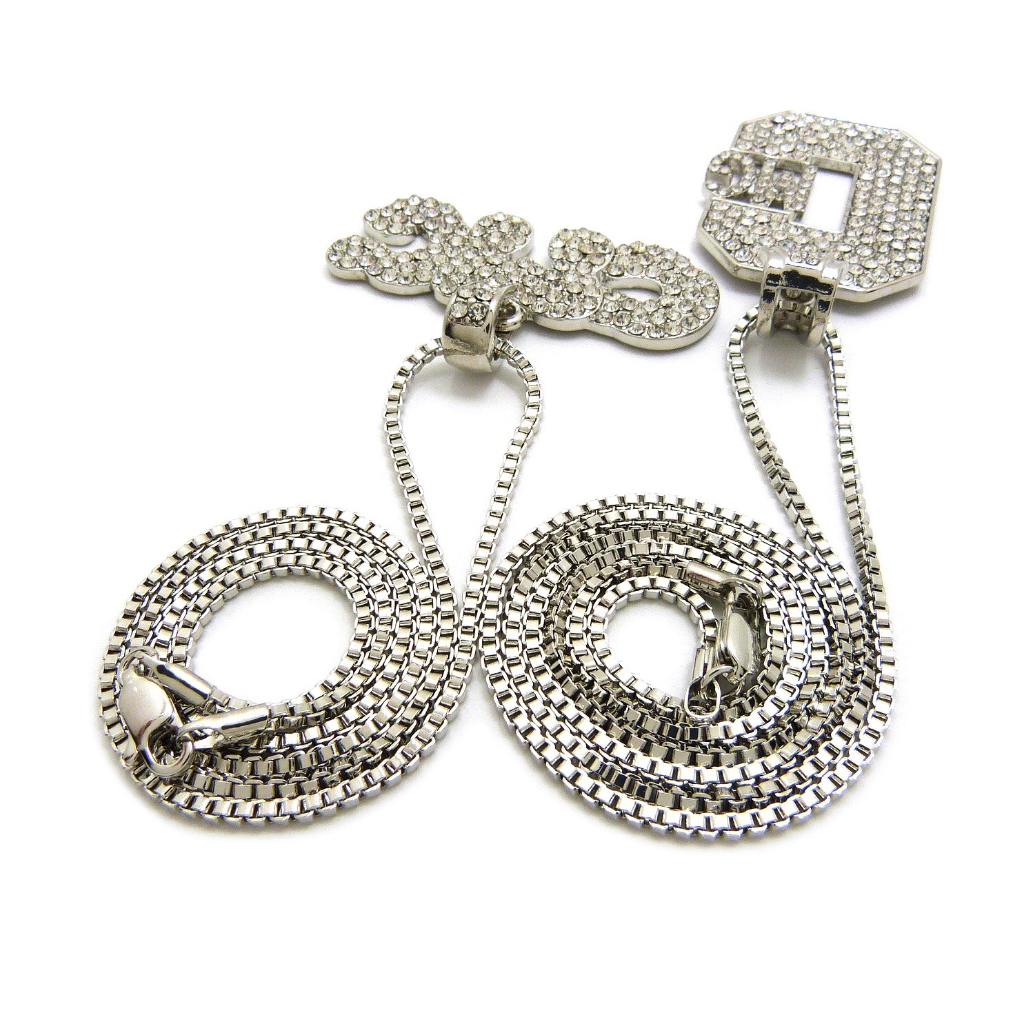 NEW CMG DOUBLE PENDANT & BOX CHAINS HIP HOP NECKLACE SET - RC2745 | eBay