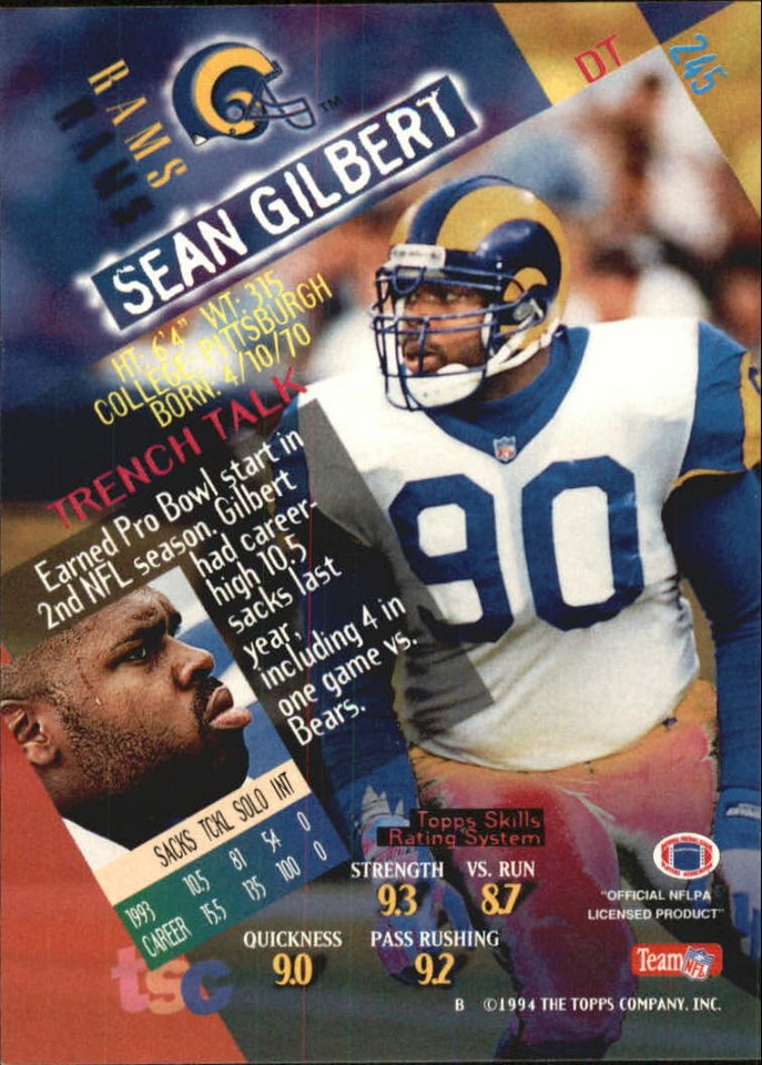 1994 Stadium Club Super Teams Super Bowl Rams Football Card #245 Sean Gilbert | eBay