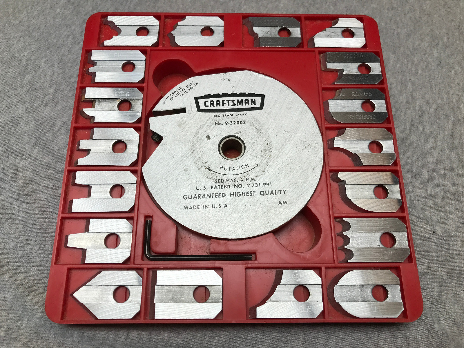 Craftsman Molding Head Cutter Set 18 Cutters No. 9-32003 for sale ...