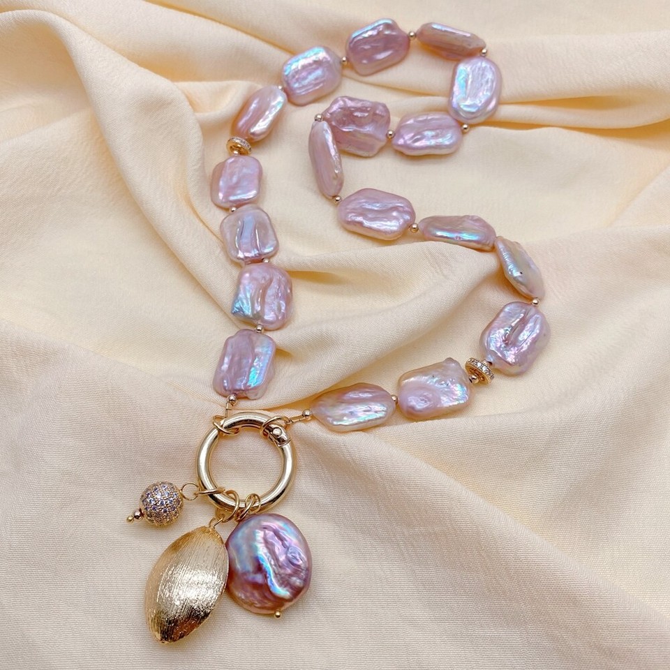 Purple Pearl Rectangle Shape Collar Necklace Pendant Charm Necklaces | eBay