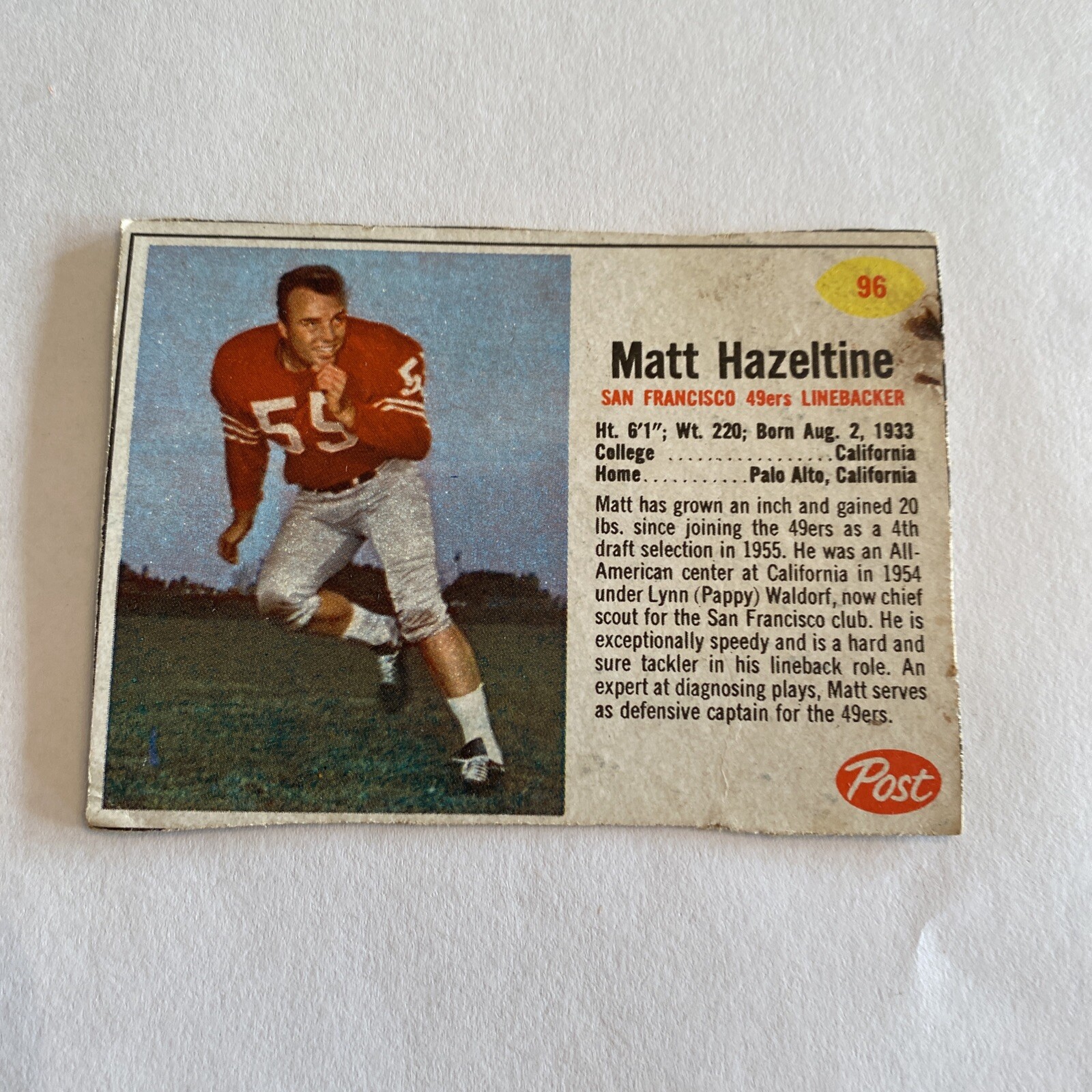 1962 Post Matt Hazeltine #96 | eBay