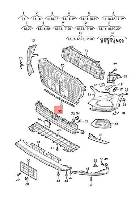 Genuine Audi Lower Grille 83A-807-683-A-9B9 for sale online | eBay