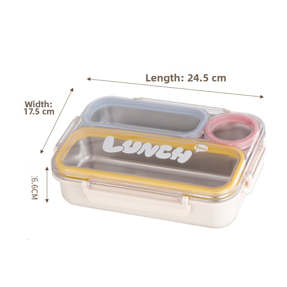 Stainless Steel Food Box with Spacious Compartments and Utensil Storage ...