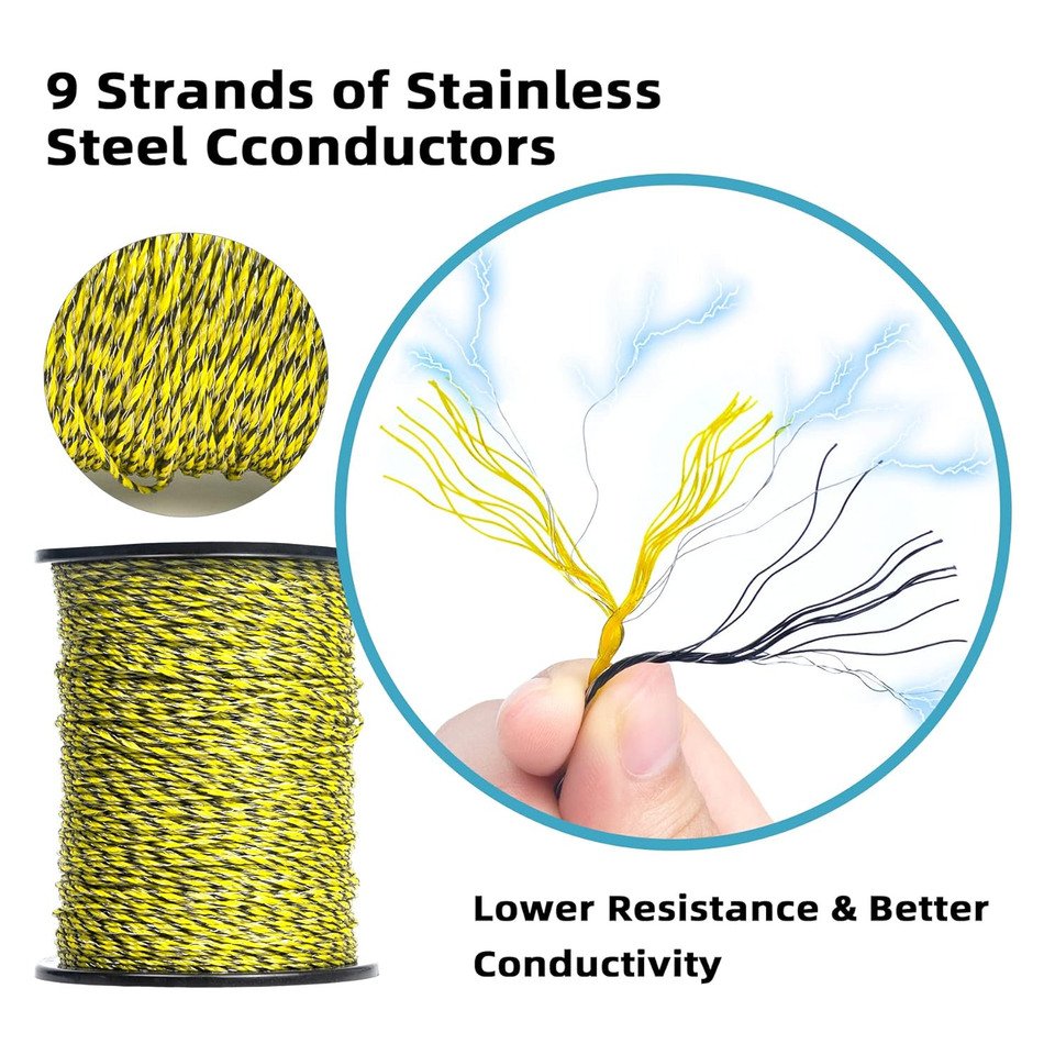 Upgraded Electric Fence Poly Wire 1312 Feet 400 Meters, 9 Stainless ...