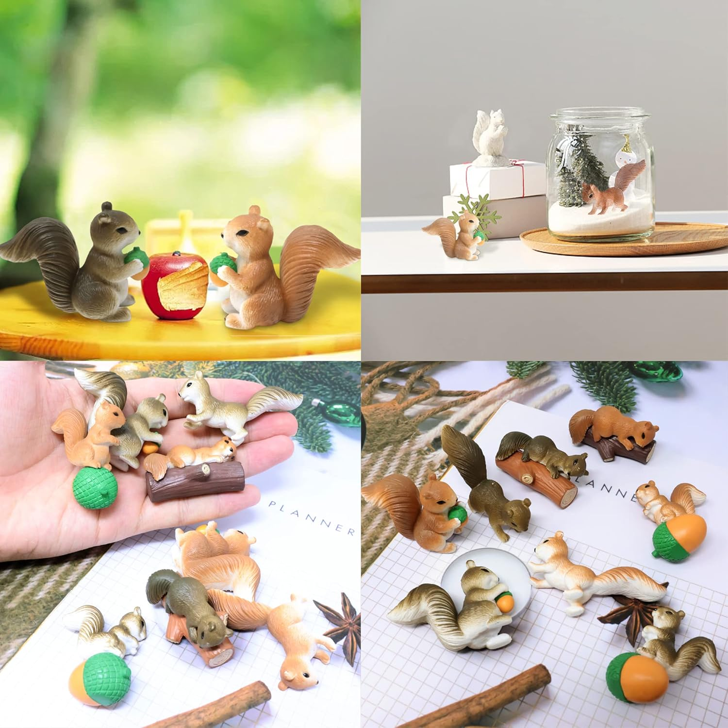 8Pcs Cute Realistic Miniature Squirrel Figures Ornaments, Mini Squirrel ...