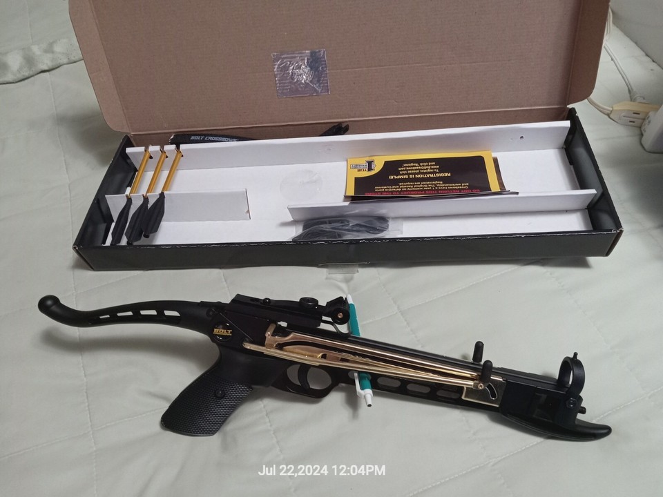 NEW 80 LB ARCHERY HUNTING Gun SELF COCKING PISTOL CROSSBOW W/ ARROWS ...