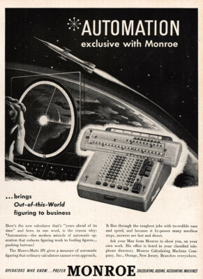 1955 Monroe Adding Machine: Automation Vintage Print Ad | eBay