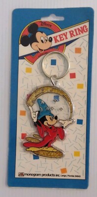 Disney Mickey Mouse Sorcerer Mickey Fantasia Plastic Keychain Vintage ...